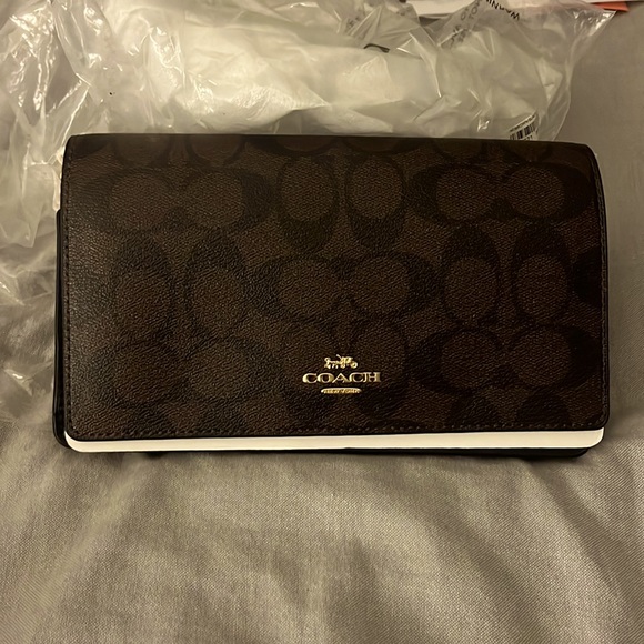 Coach | Bags | Coach Foldover Clutch Crossbody In Signature Canvas ...